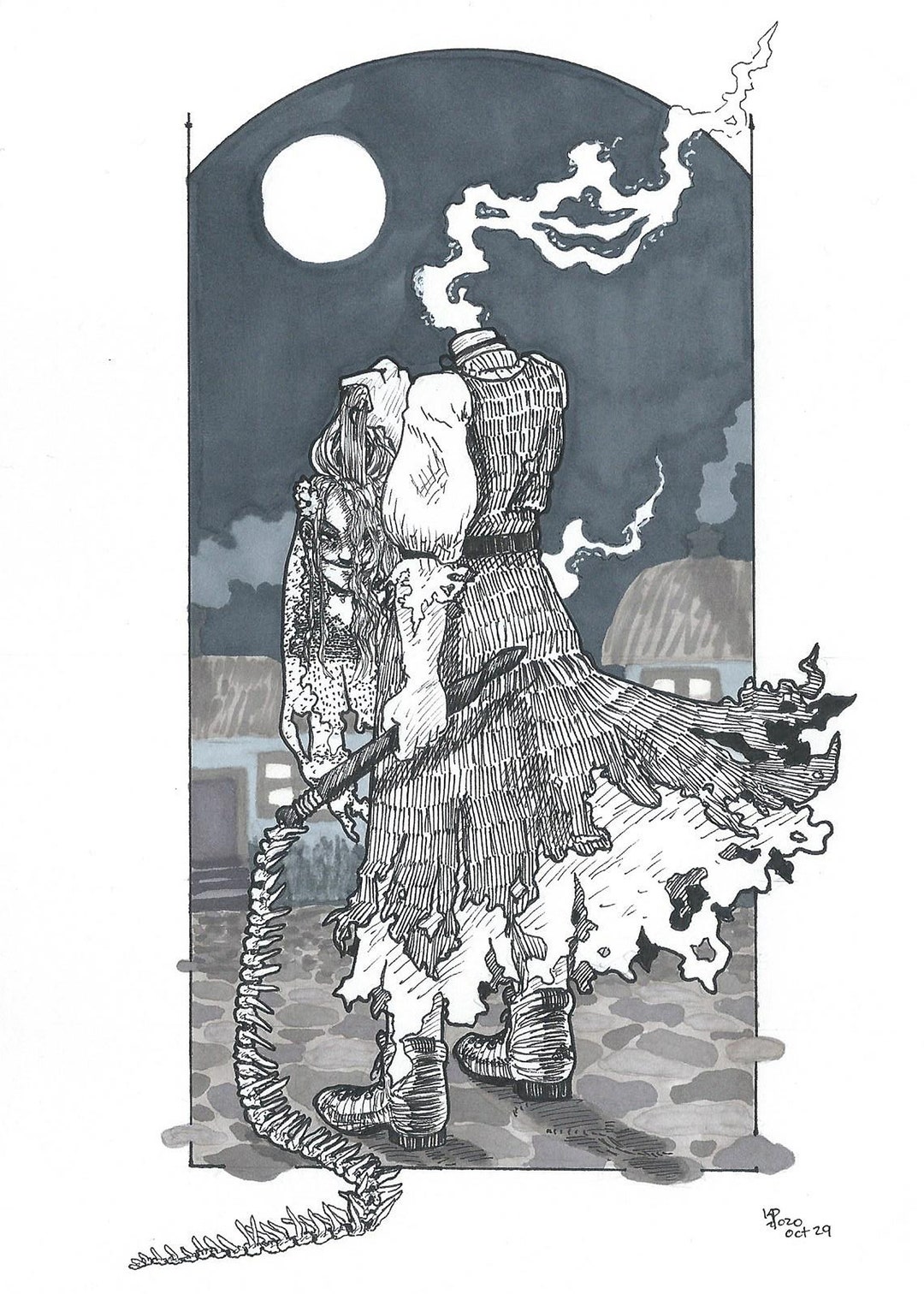 Horrific Myths: Dullahan Illustration, Digital Print, Irish Horror ...