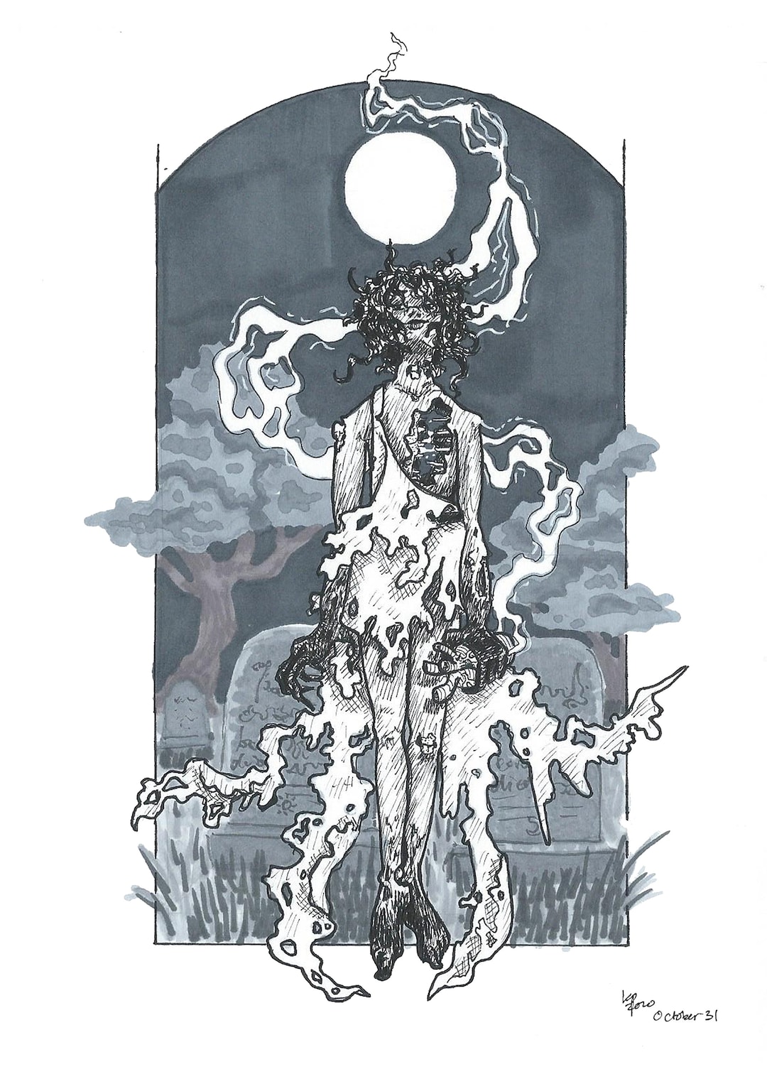 Horrific Myths: Ghoul Illustration, Digital Print, Arabic Horror ...