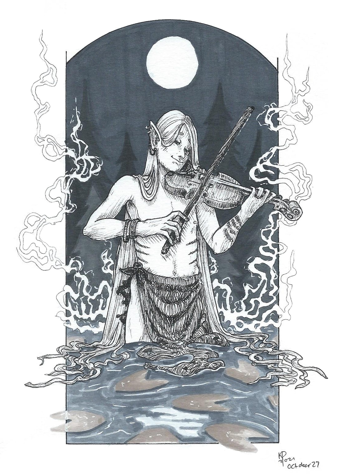 Horrific Myths: Nokken Illustration, Digital Print, Scandanavian Horror ...