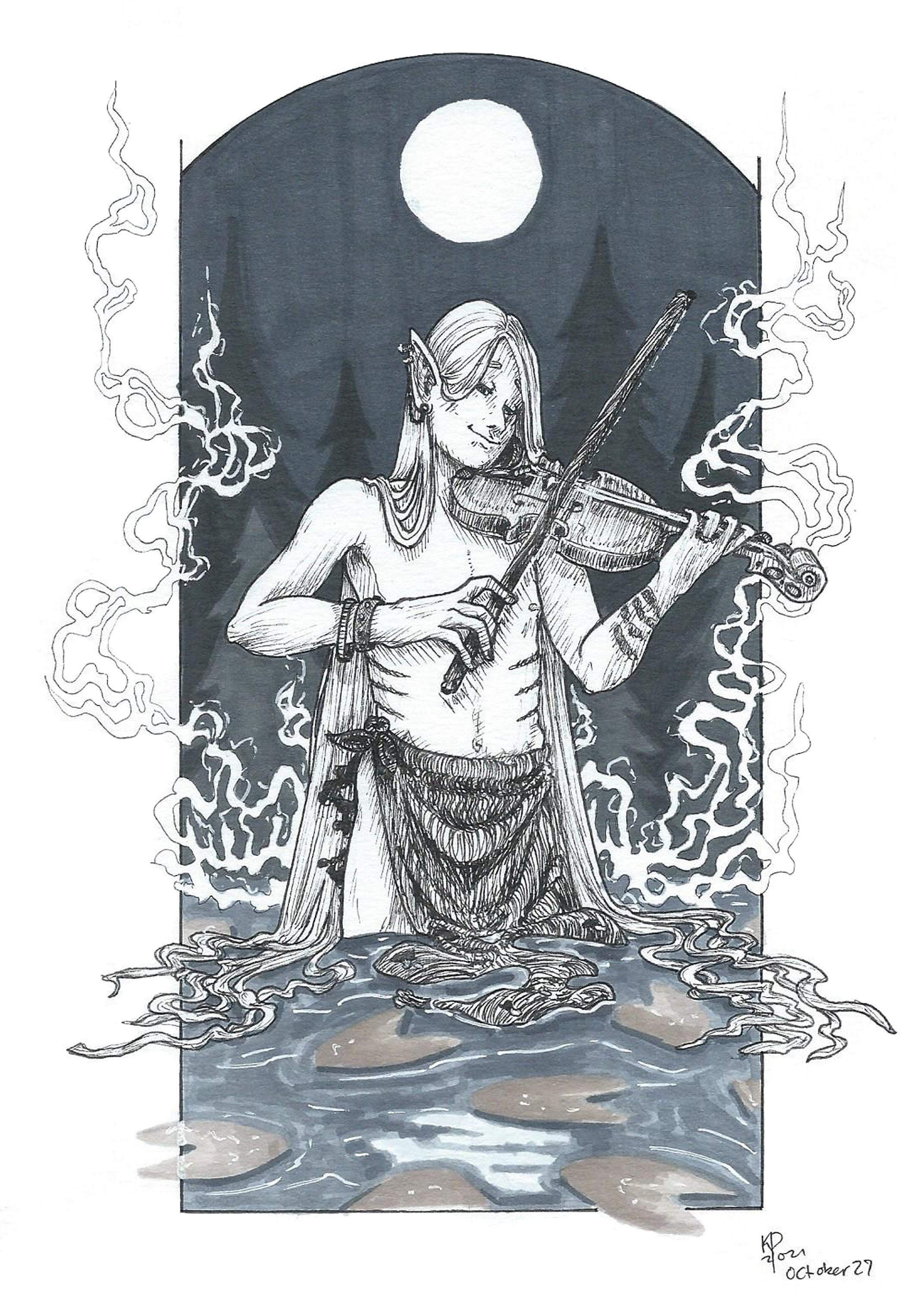 Horrific Myths: Nokken Illustration, Digital Print, Scandanavian Horror ...