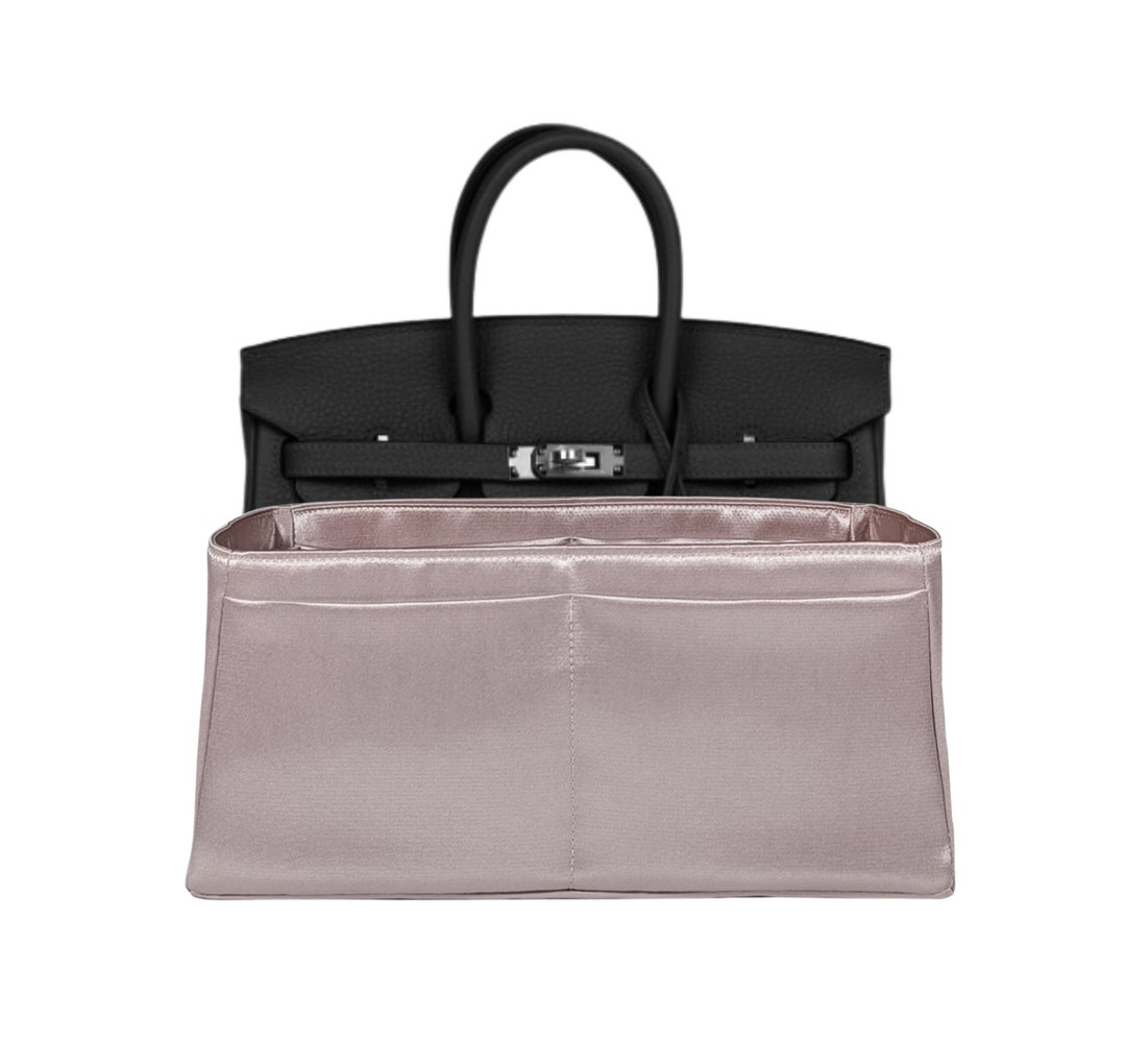 Birkin 25 Insert, Purse Organizer, Beige Pink Premium Satin Fabric ...