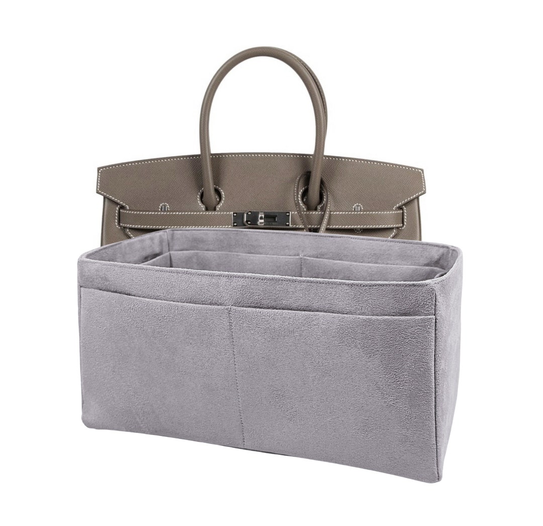 Birkin 35 Insert, Purse Organizer for Handbag, Gray Faux Suede Fabric ...