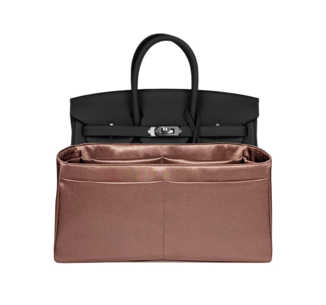 Custom Order Birkin 25 Organizer, Rose Gold Premium Satin Fabric, Thin ...