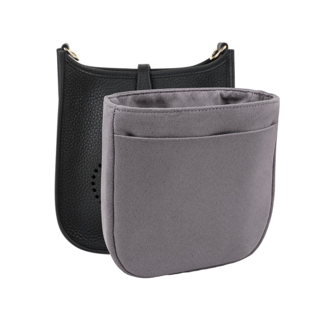 Evelyne 16 TPM Organizer, Purse Insert for Handbag, Gray Faux Suede ...