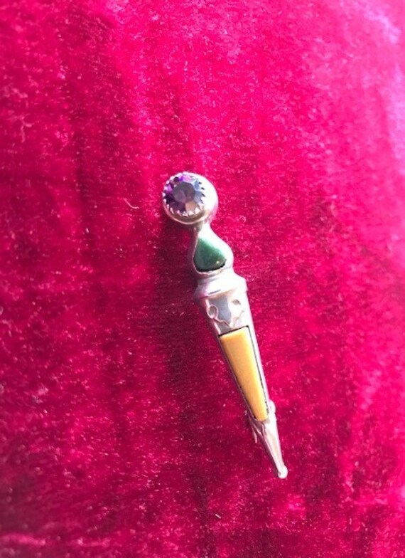 Sterling silver Scottish dagger pin - Gem