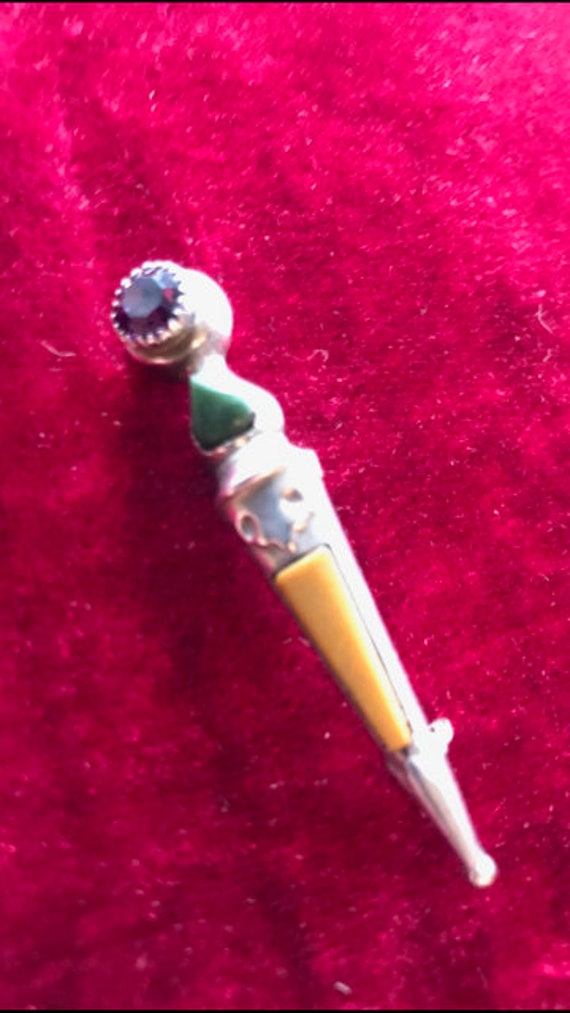 Sterling silver Scottish dagger pin - Gem
