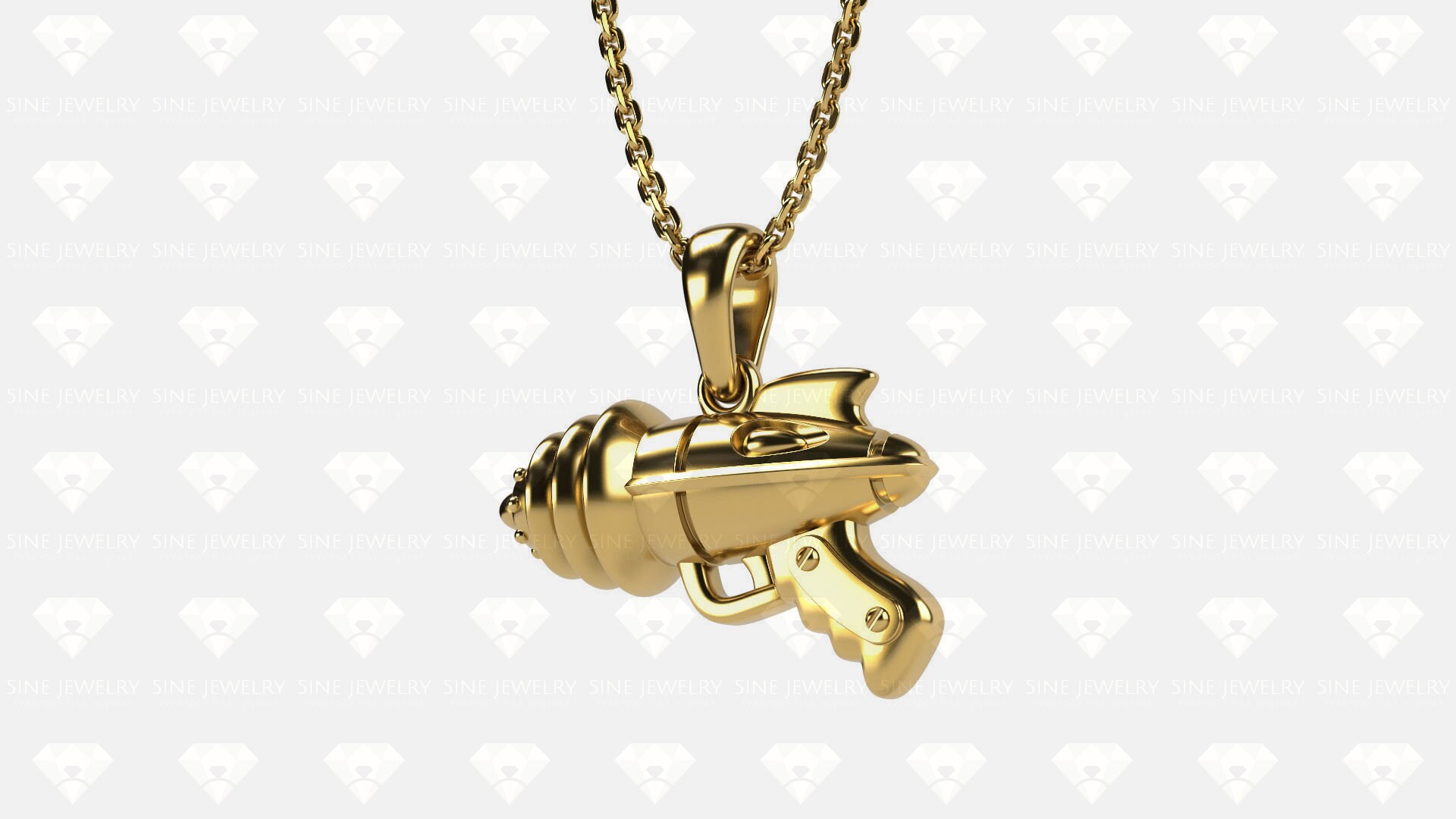 14K Gold Ray Gun Revolver Shape Pendant Pistol Gold Pendant | Etsy