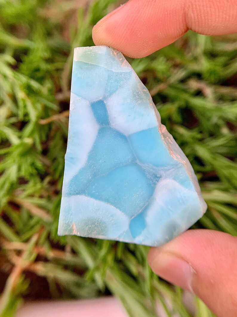 Rare Natural Raw Larimar Specimen Set, Larimar Rough Stones, Raw Blue ...