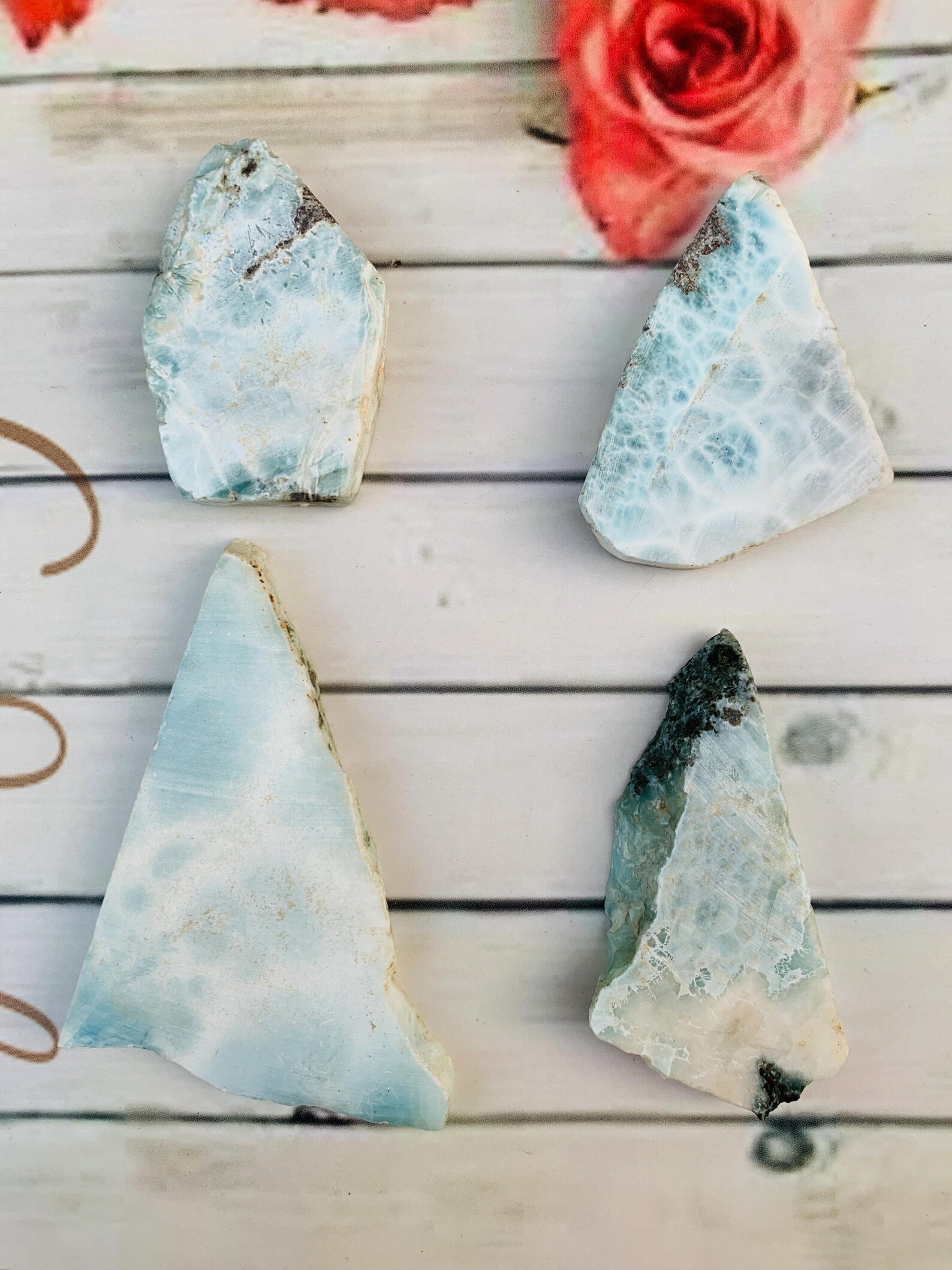 Rare Natural Raw Larimar Specimen Set, Larimar Rough Stones, Raw Blue ...