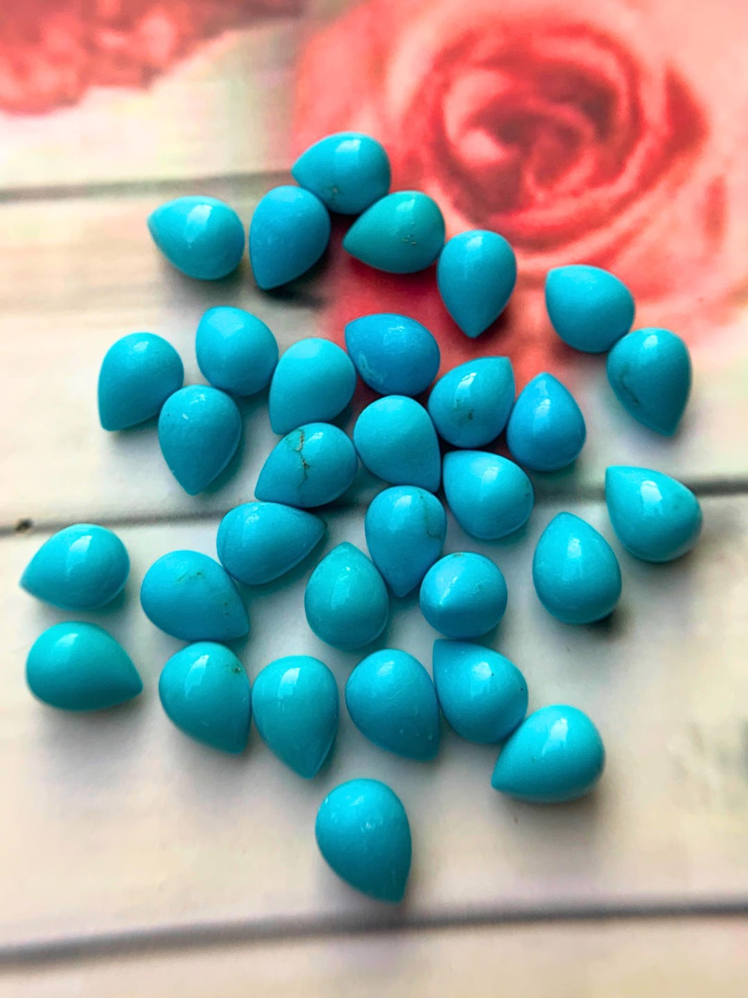 Natural Turquoise Gemstone Pear Shape Beads, AAA Arizona Turquoise Pear ...