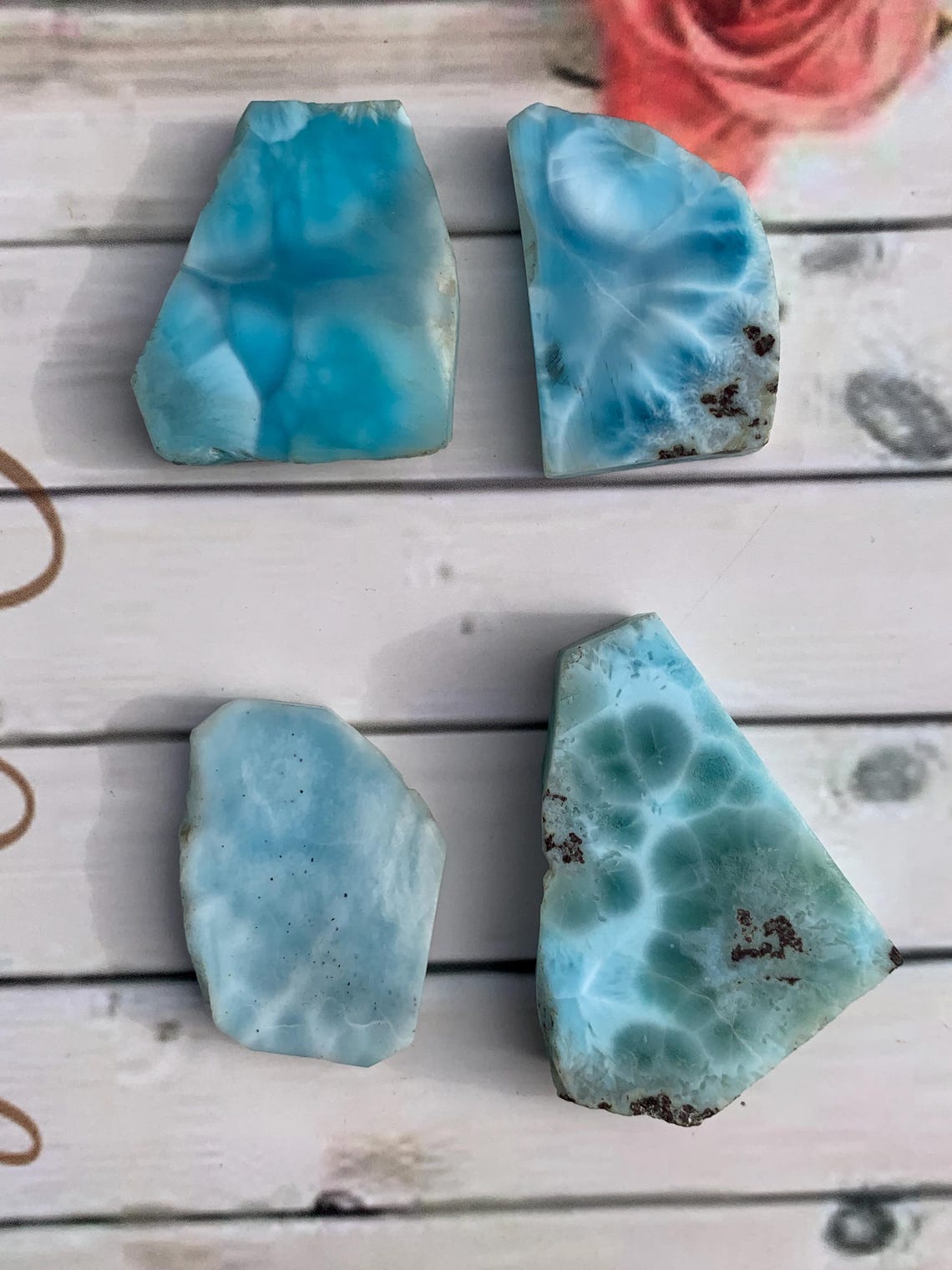 Rare Natural Raw Larimar Specimen Set, Larimar Rough Stones, Raw Blue ...