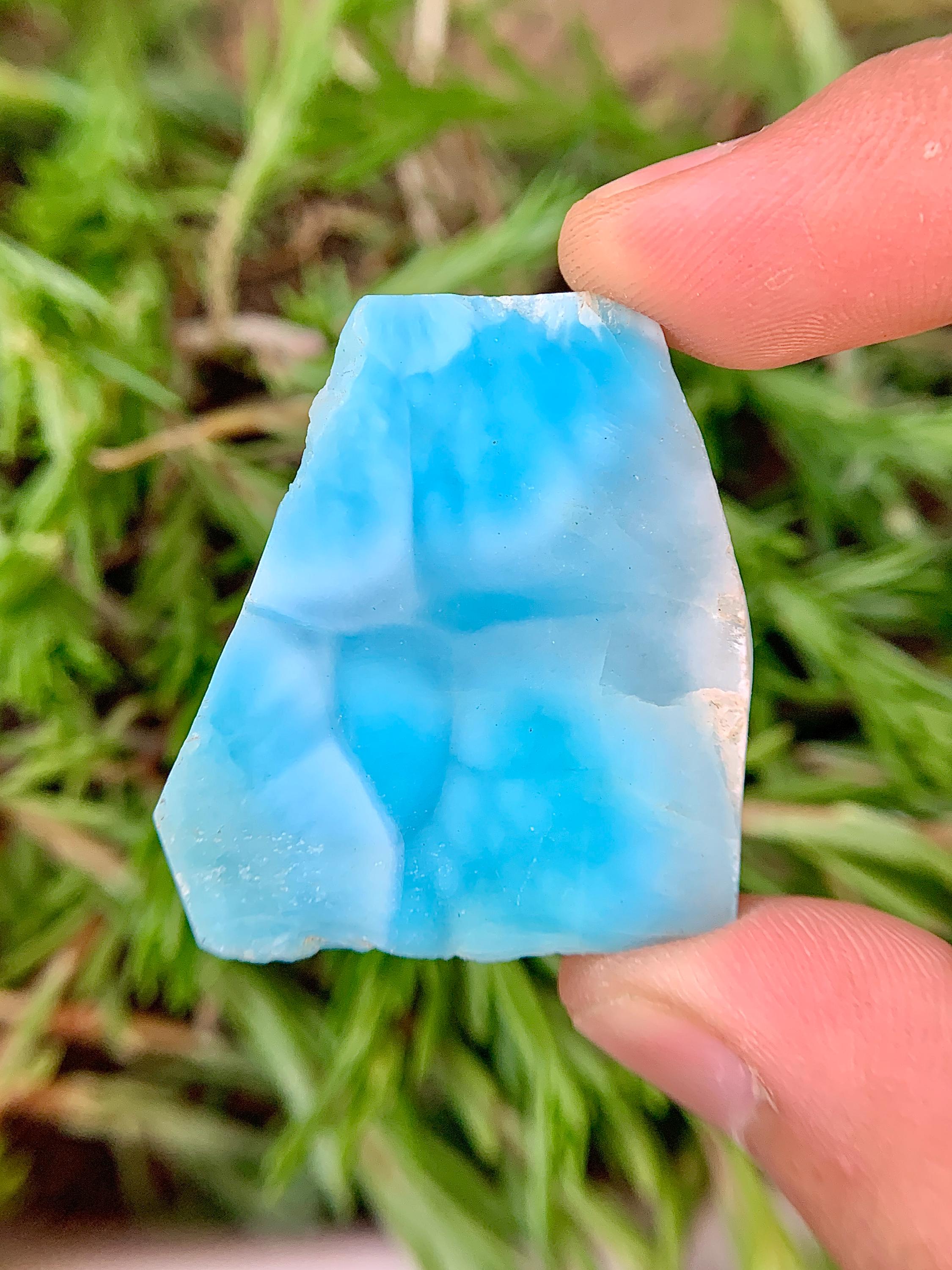 Rare Natural Raw Larimar Specimen Set, Larimar Rough Stones, Raw Blue ...