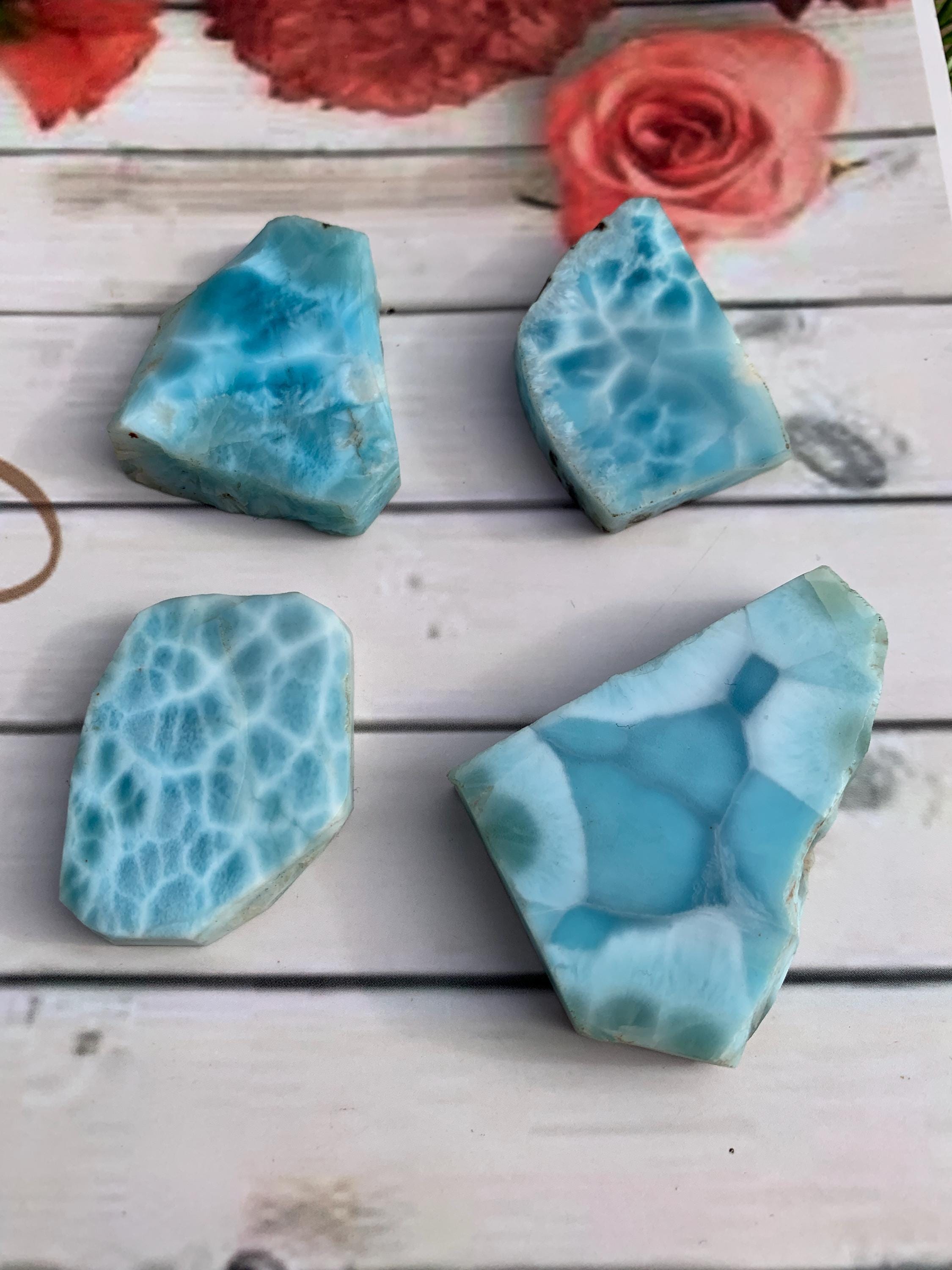 Rare Natural Raw Larimar Specimen Set, Larimar Rough Stones, Raw Blue ...