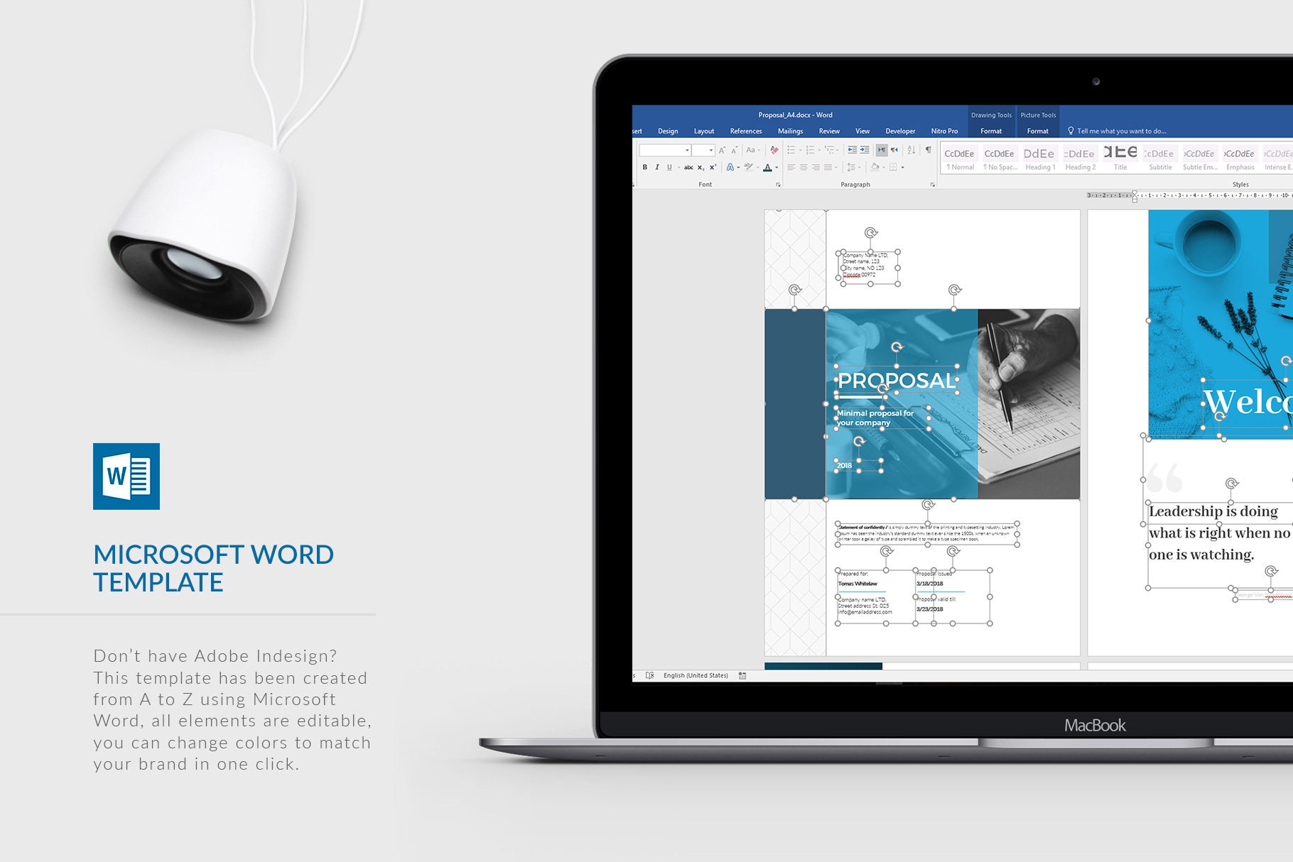 Proposal Template, Word Proposal Template, 18 Custom Pages, Indesign ...