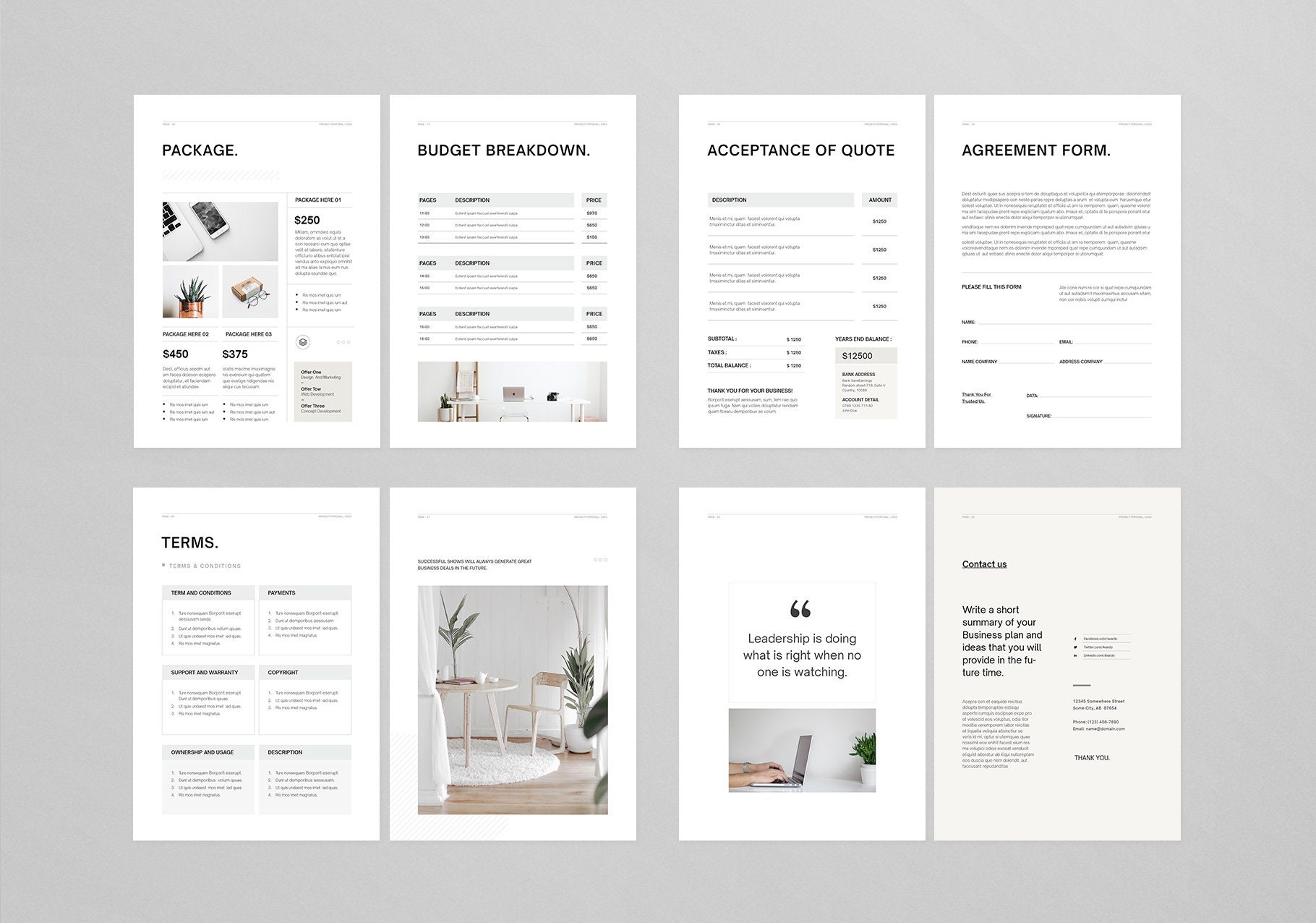 Minimal Proposal Template 24 Custom Pages A4 & US Letter - Etsy