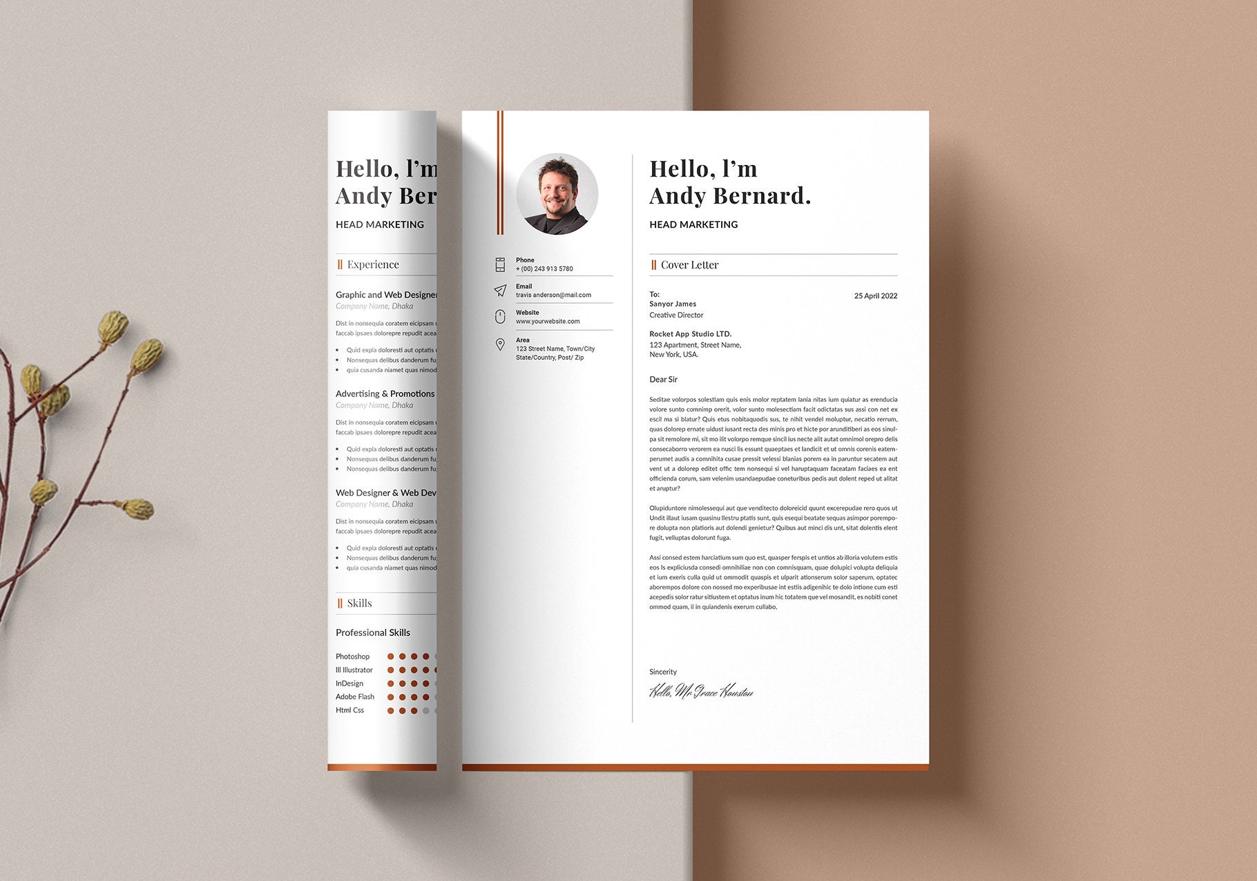 Clean Resume CV Template, One Page Resume and Cover Letter ...