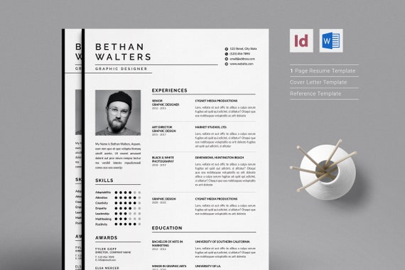 Minimal Resume CV Template Including Cover Letter - Etsy