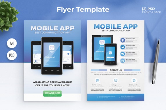Mobile App Flyer Template Application Flyer Promotion Flyer - Etsy