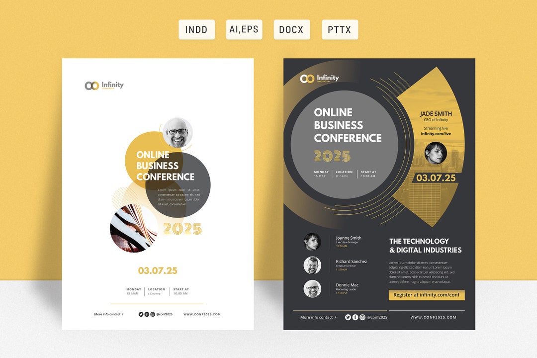 Online Business Conference Flyer Template, Editable AI PPT DOCX - Etsy