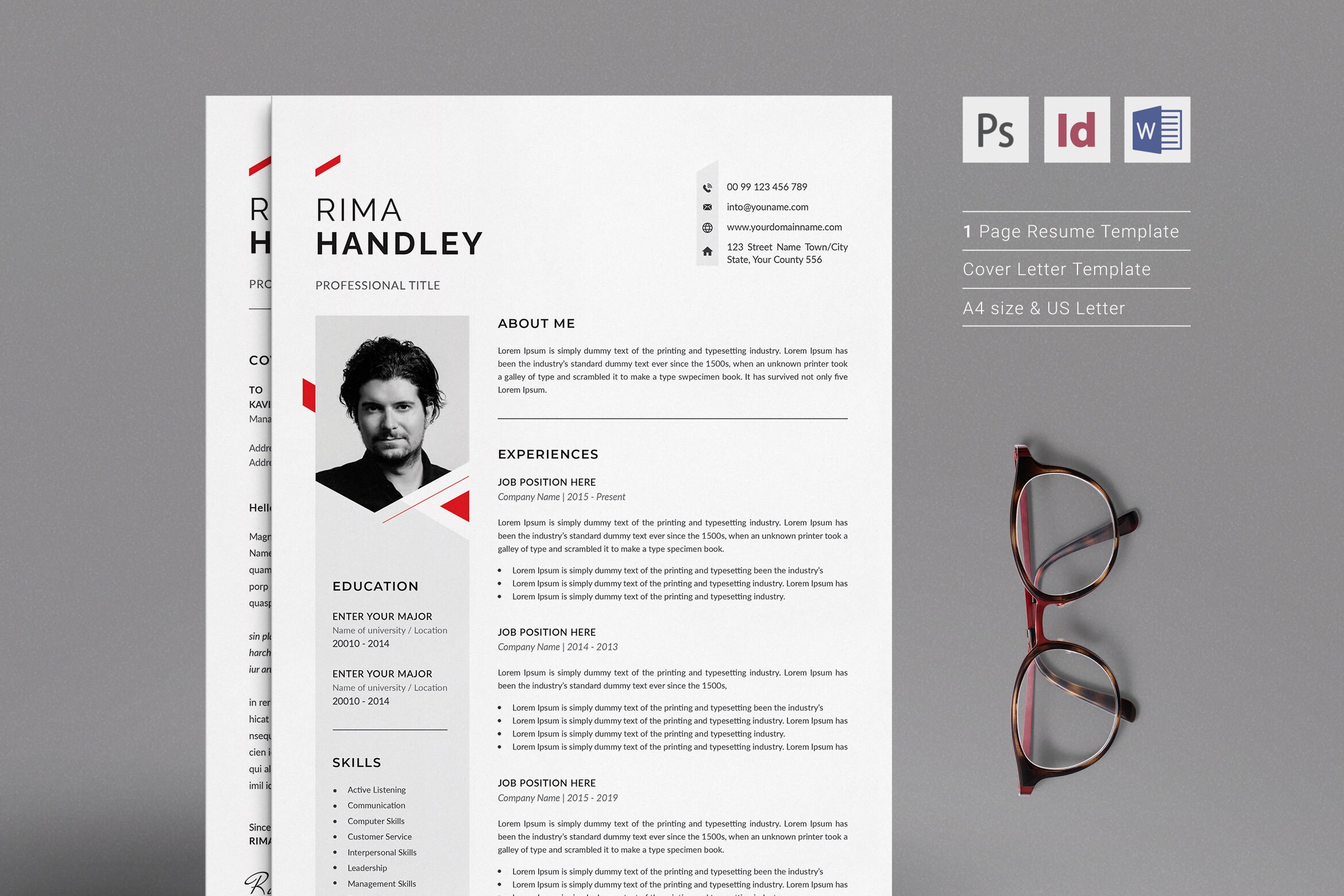Clean Modern Resume Template, Including Cover Letter, Professional ...