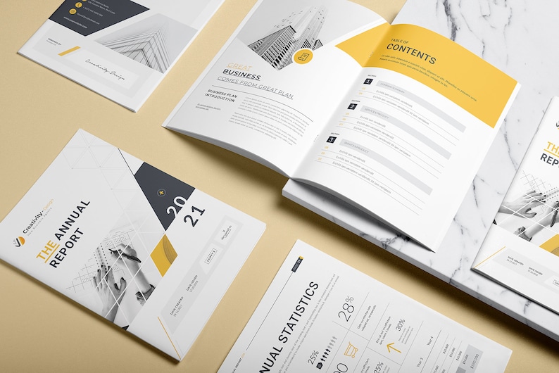 Yellow Annual Report Template | 20 Custom Pages | A4 & US Letter Size ...