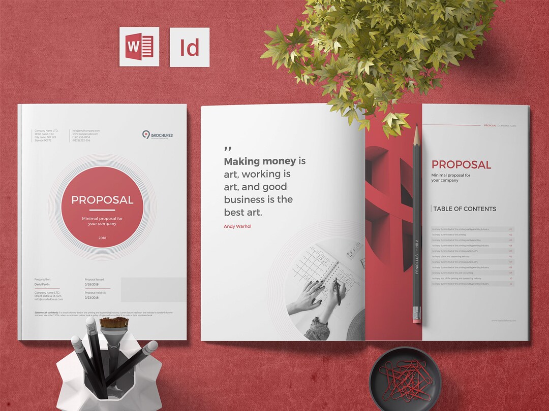 Minimal Word Proposal, Indesign & Word Format Template, 18 Custom Pages ...