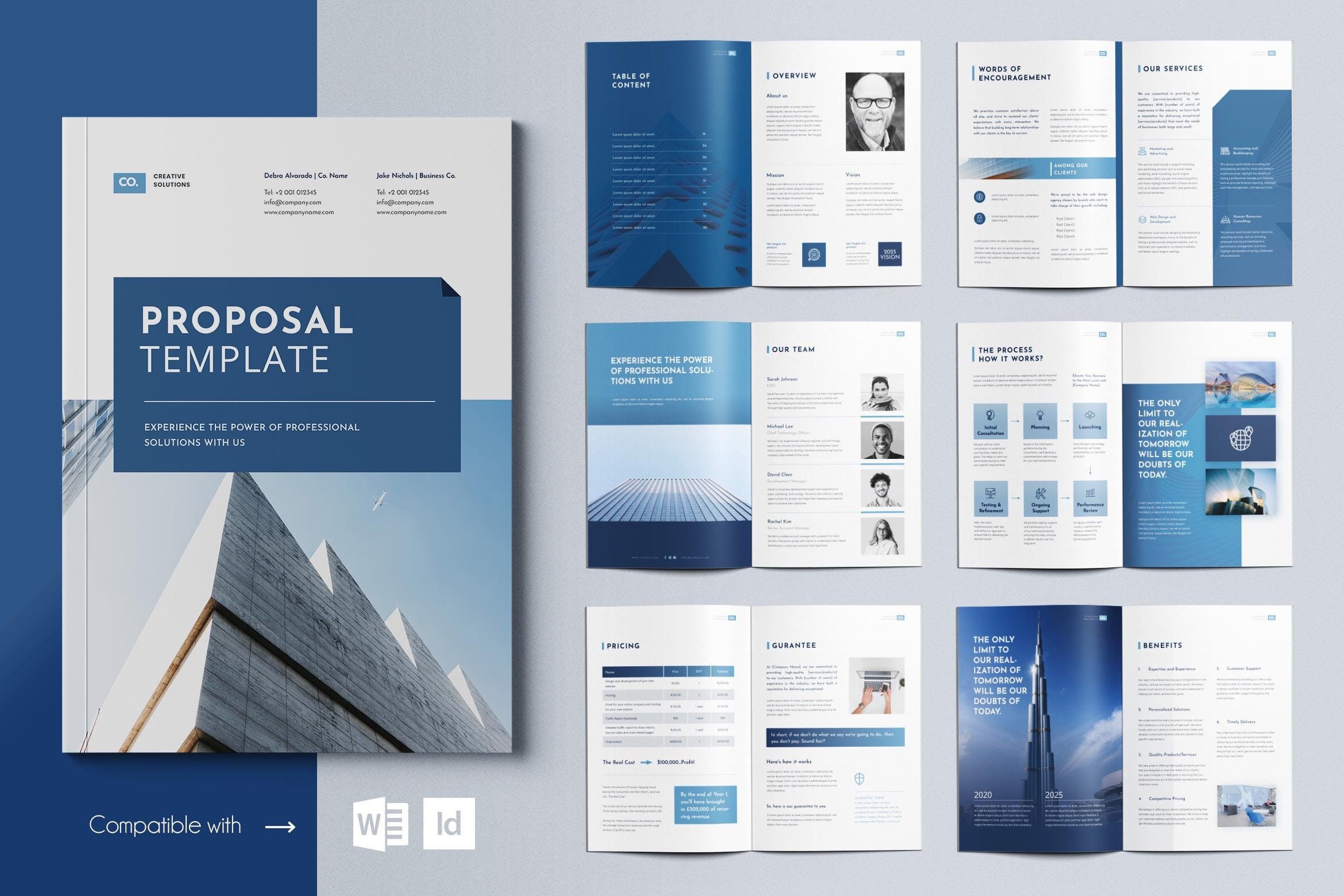 Modern Blue Project Proposal Template | Easy-to-edit | WORD Format ...