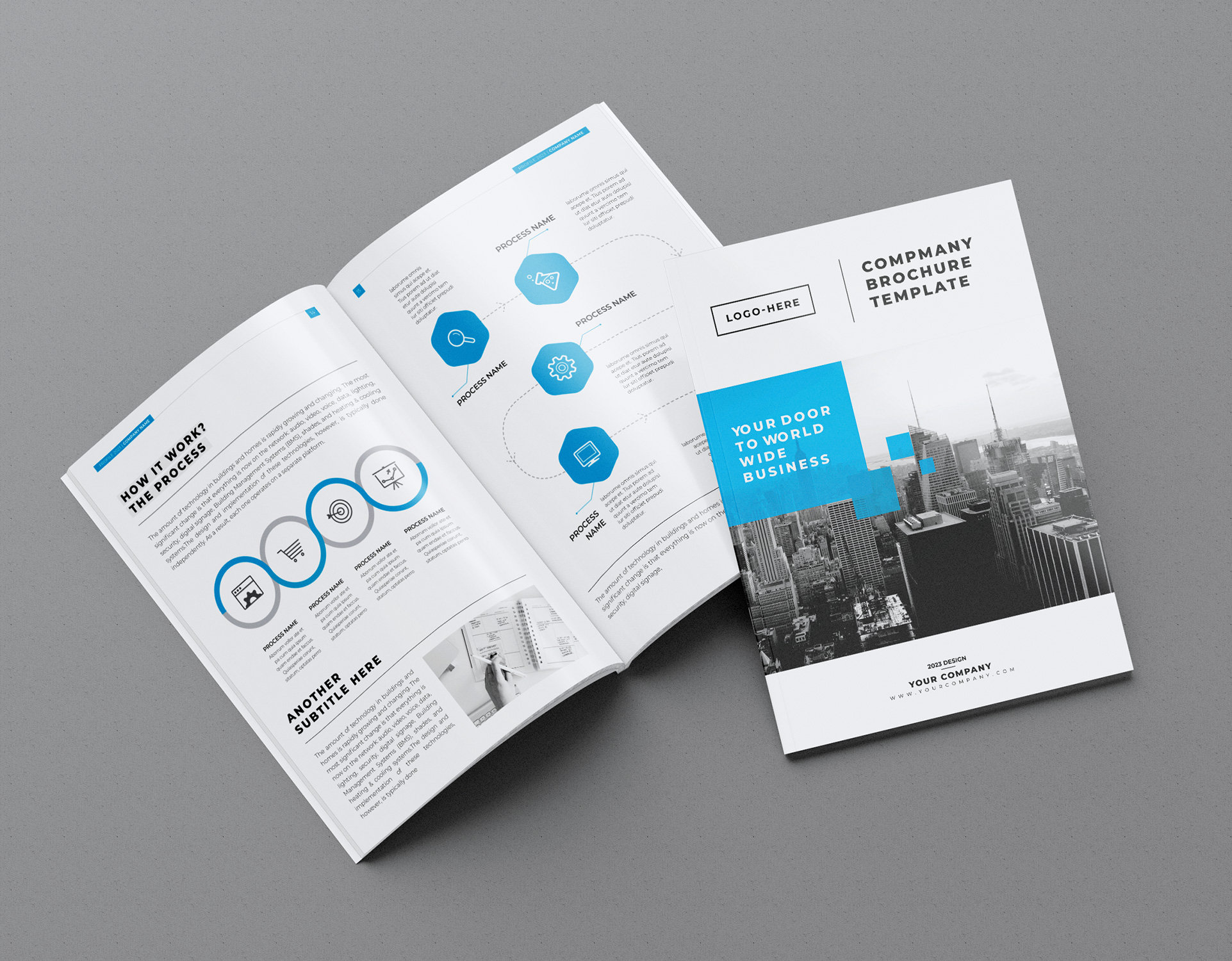 Blue Company Profile Template, 24 Pages , A4 & US Letter Size, Indesign ...