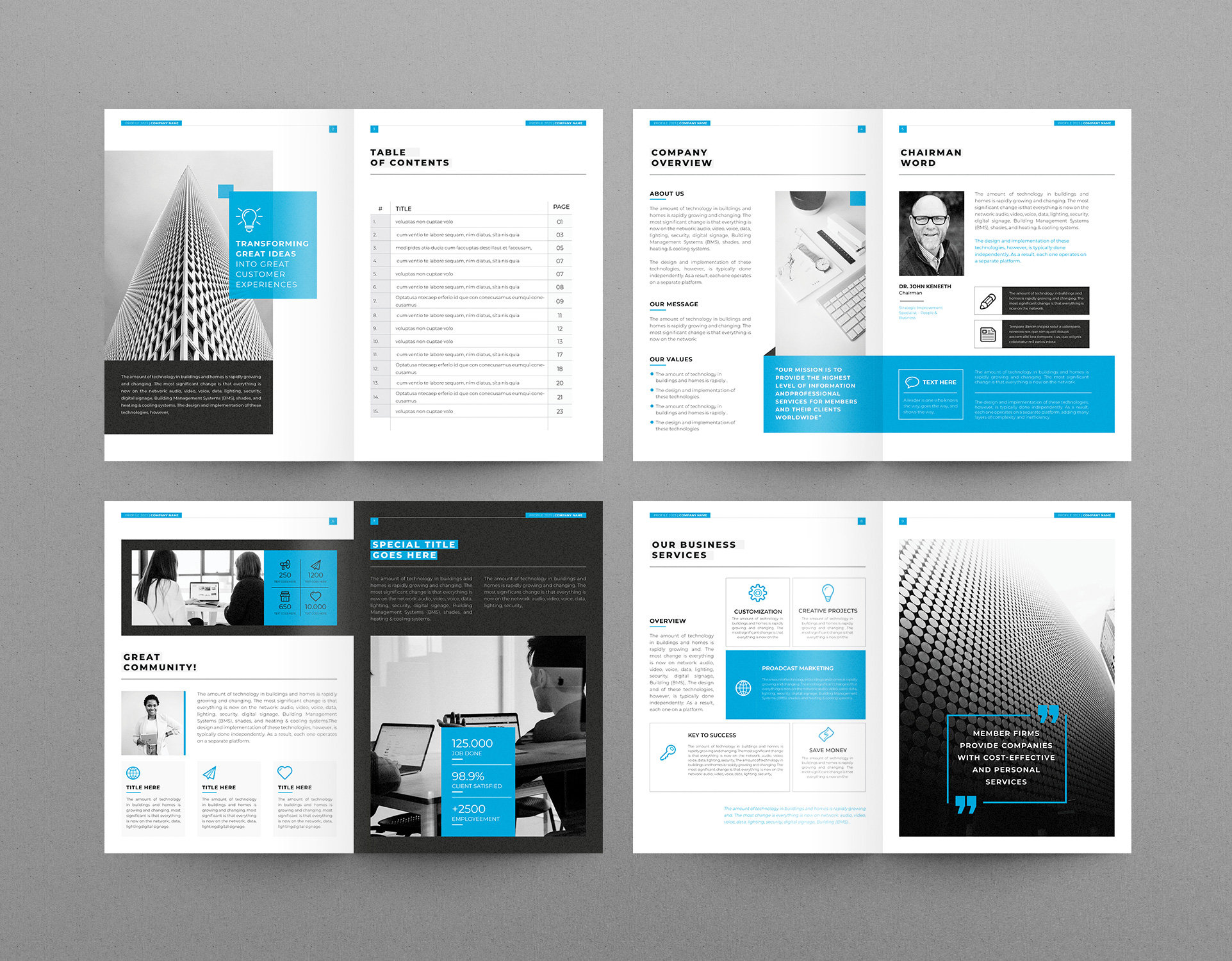 Blue Company Profile Template, 24 Pages , A4 & US Letter Size, Indesign ...