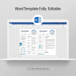 Resume CV Template, One Page Resume and Cover Letter, Professional ...