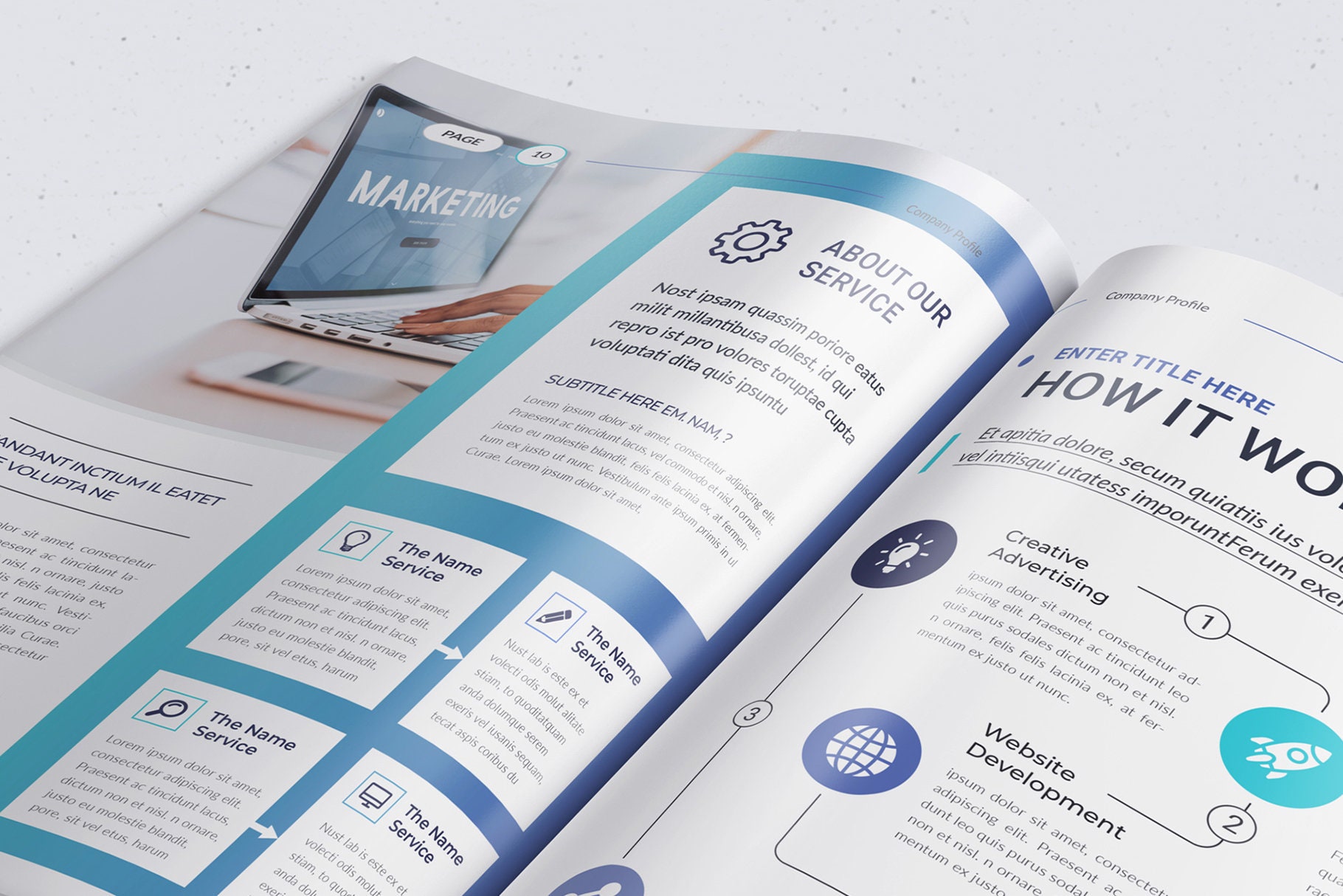 Creative Blue Company Profile Template, 16 Pages , A4 & US Letter Size ...
