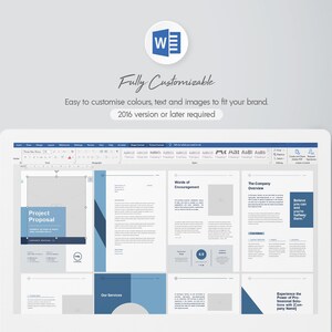 Modern Blue Proposal Template | Easy-to-edit | WORD Format | Indesign ...