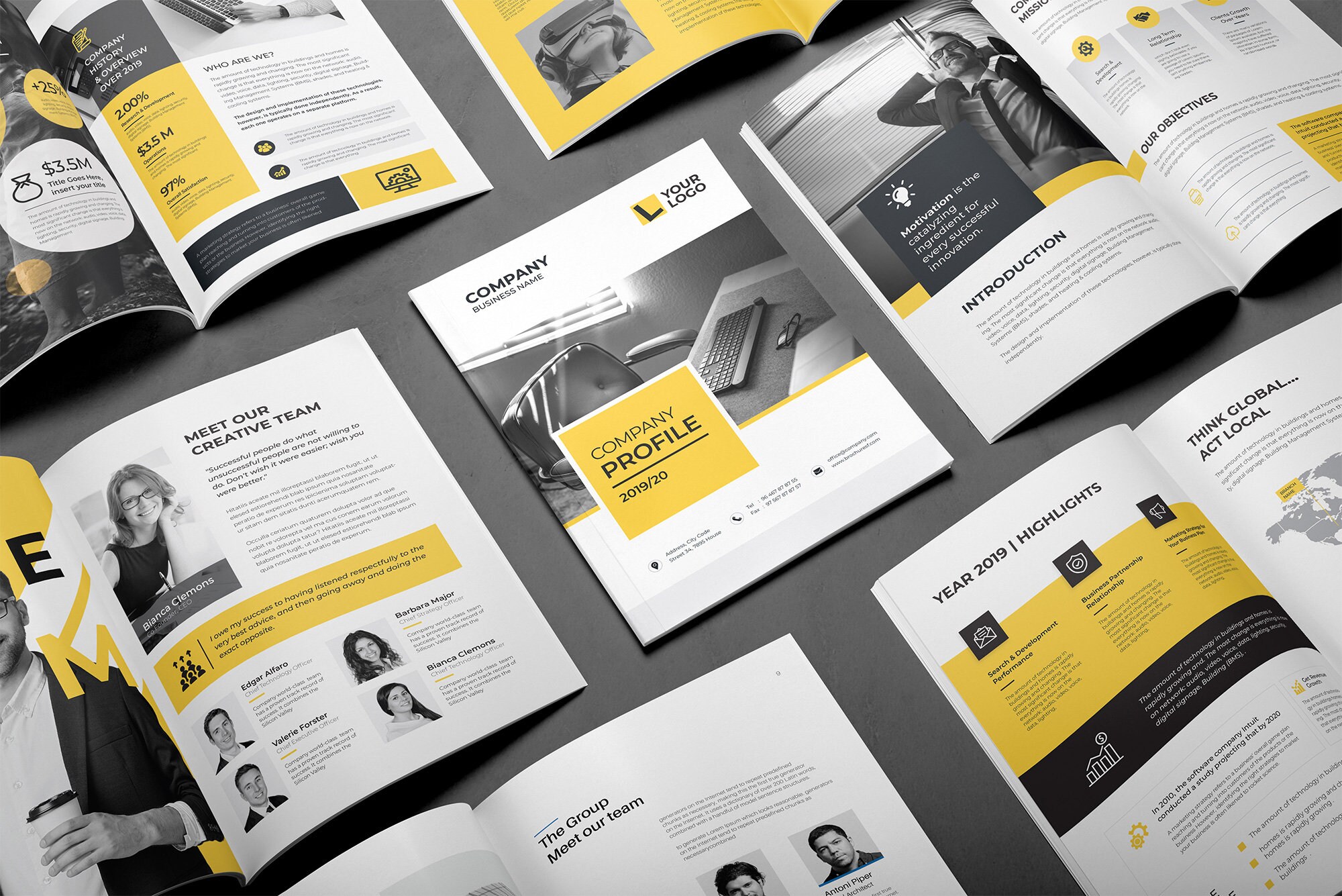 Company Profile, Fully Editable Word Template, 16 Rich Pages Layout ...