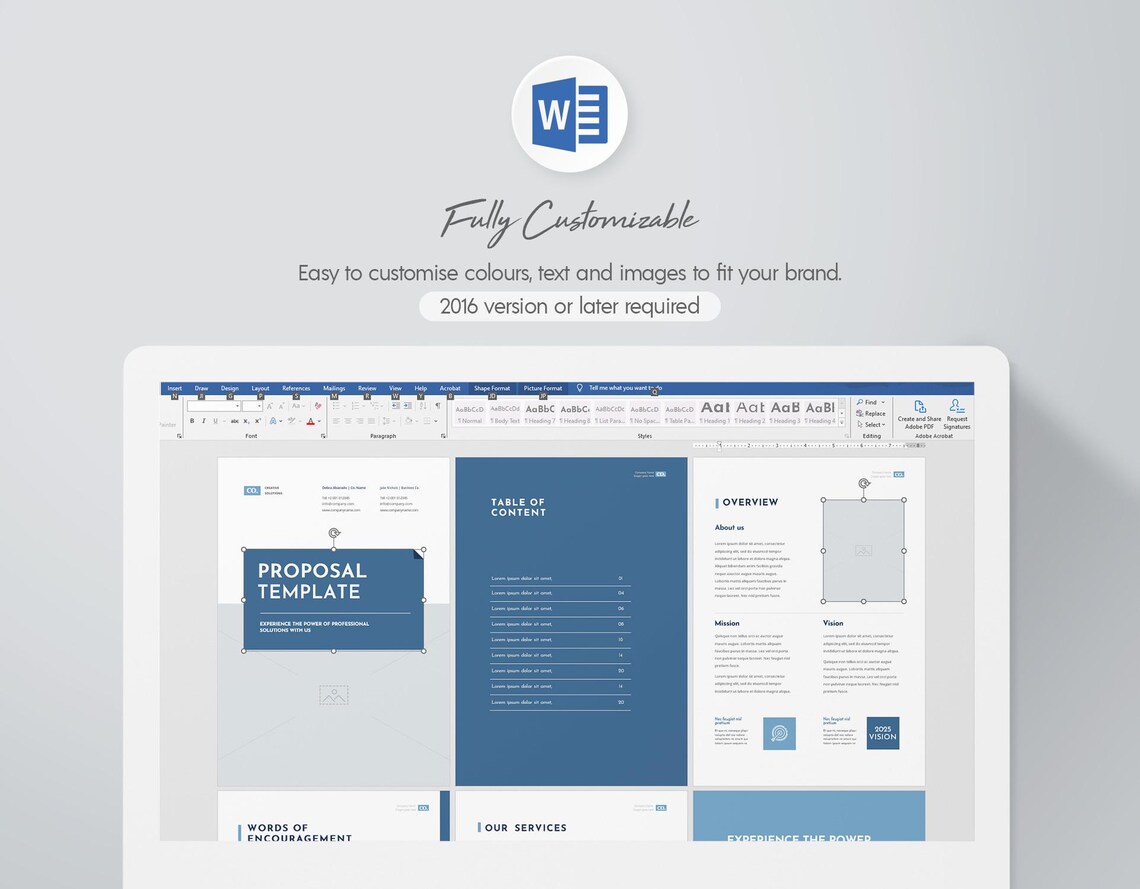 Modern Blue Project Proposal Template | Easy-to-edit | WORD Format ...