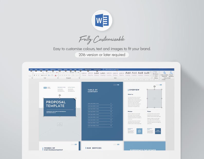 Modern Blue Project Proposal Template | Easy-to-edit | WORD Format ...