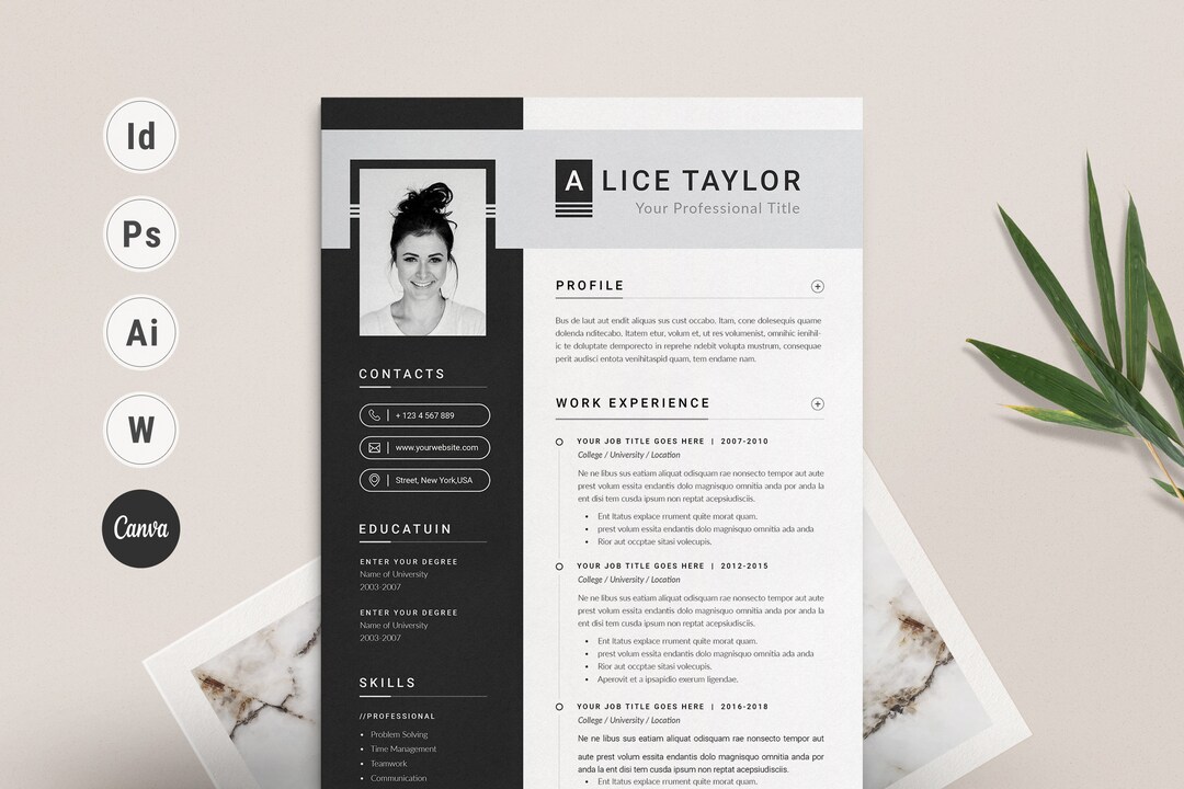 Editable Resume Template, Cover Letter and References (A4 and US Letter ...