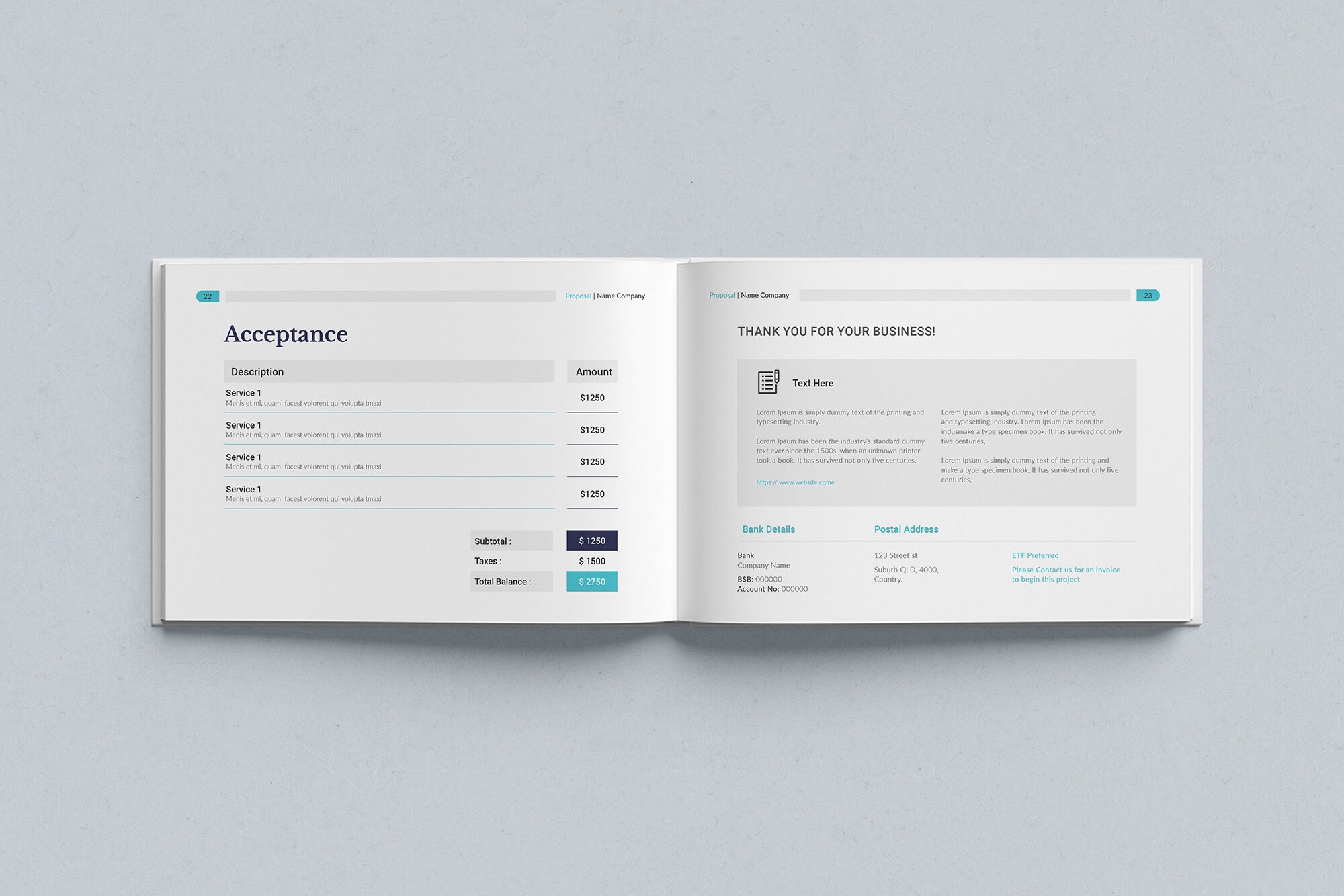Proposal Template 24 Custom Pages A5 Landscape Indesign Docx Template ...