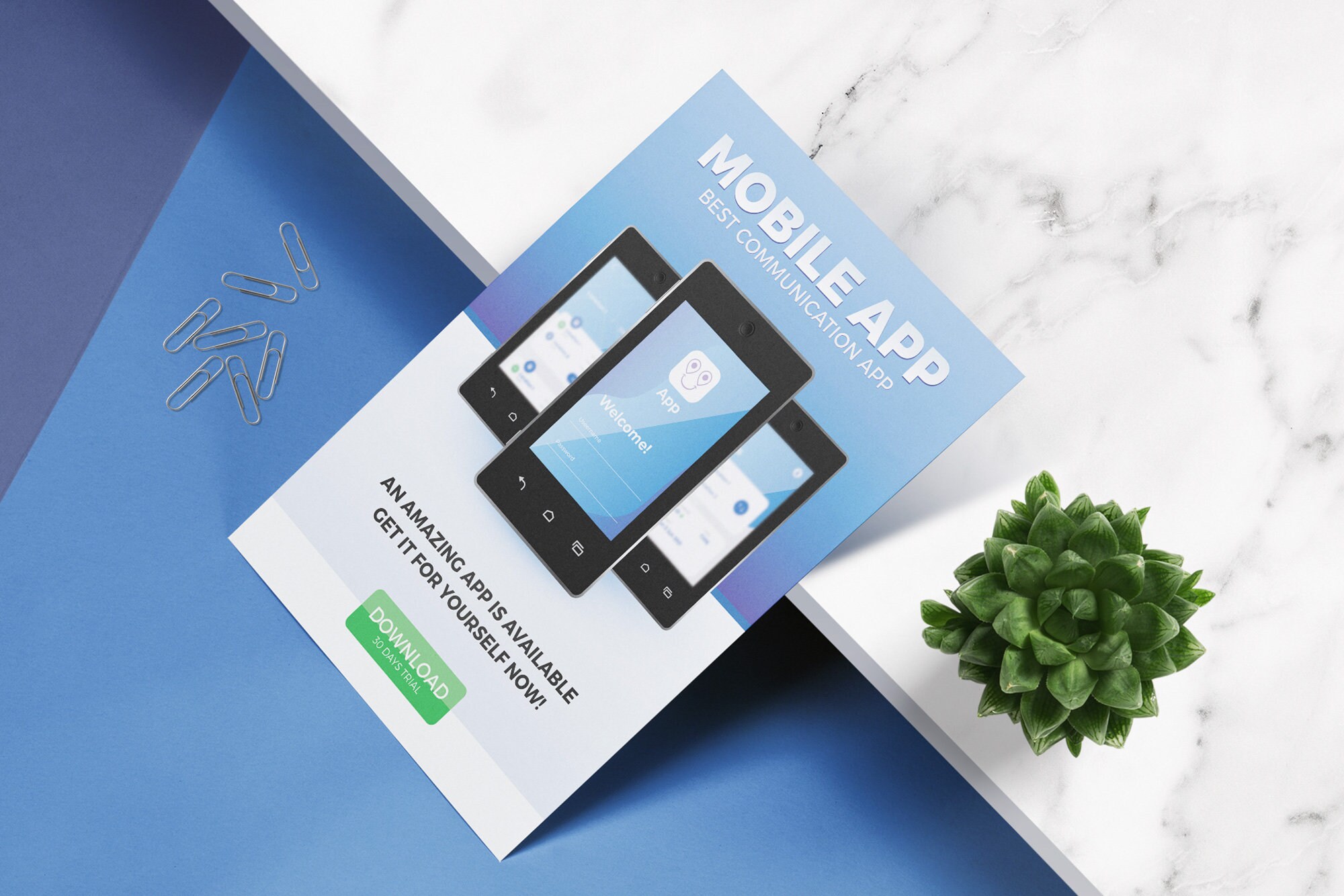 Mobile App Flyer Template, Application Flyer, Promotion Flyer, Front ...
