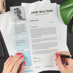 Resume CV Template, Two Pages Resume and Cover Letter, Professional ...