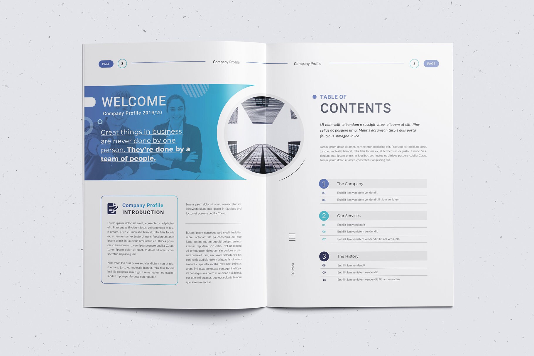 Company Profile Template, Blue Layout, Editable Indesign, Word, Canva ...