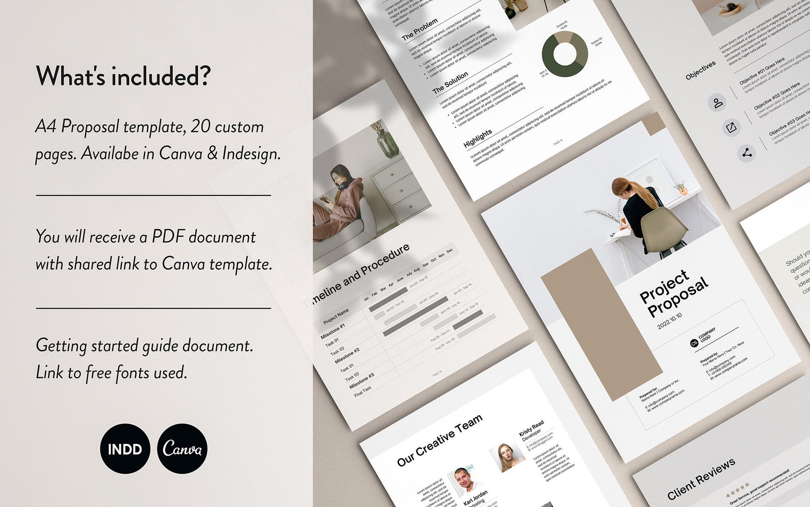 Client Project Proposal Template | Canva & Indesign, 20 Page Layout ...