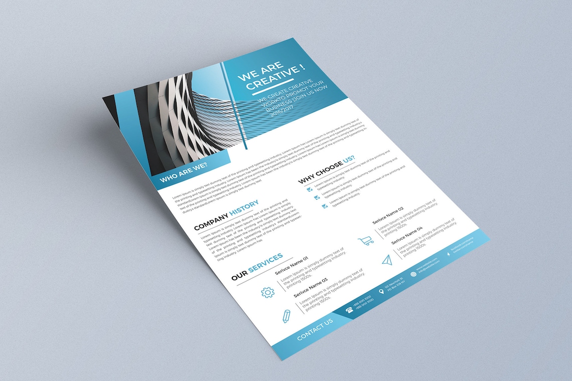A4 Corporate Flyer Template, Two Page Cover Design (DOCX) - Etsy