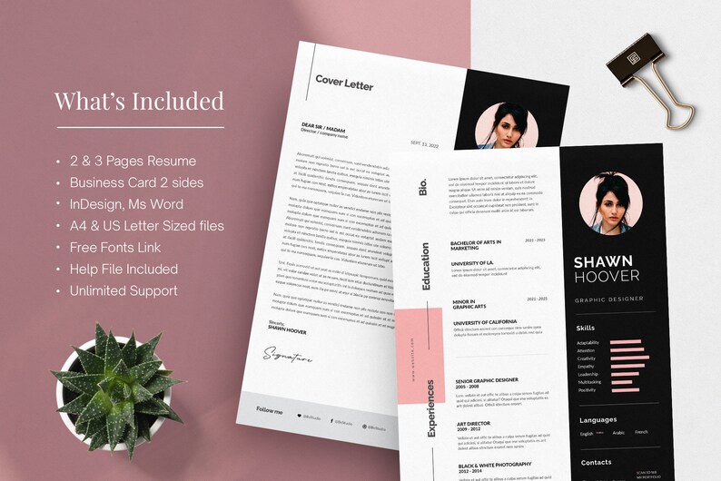 Modern Resume CV Template, A4 & US Letter, Compatible With Word, Canva ...