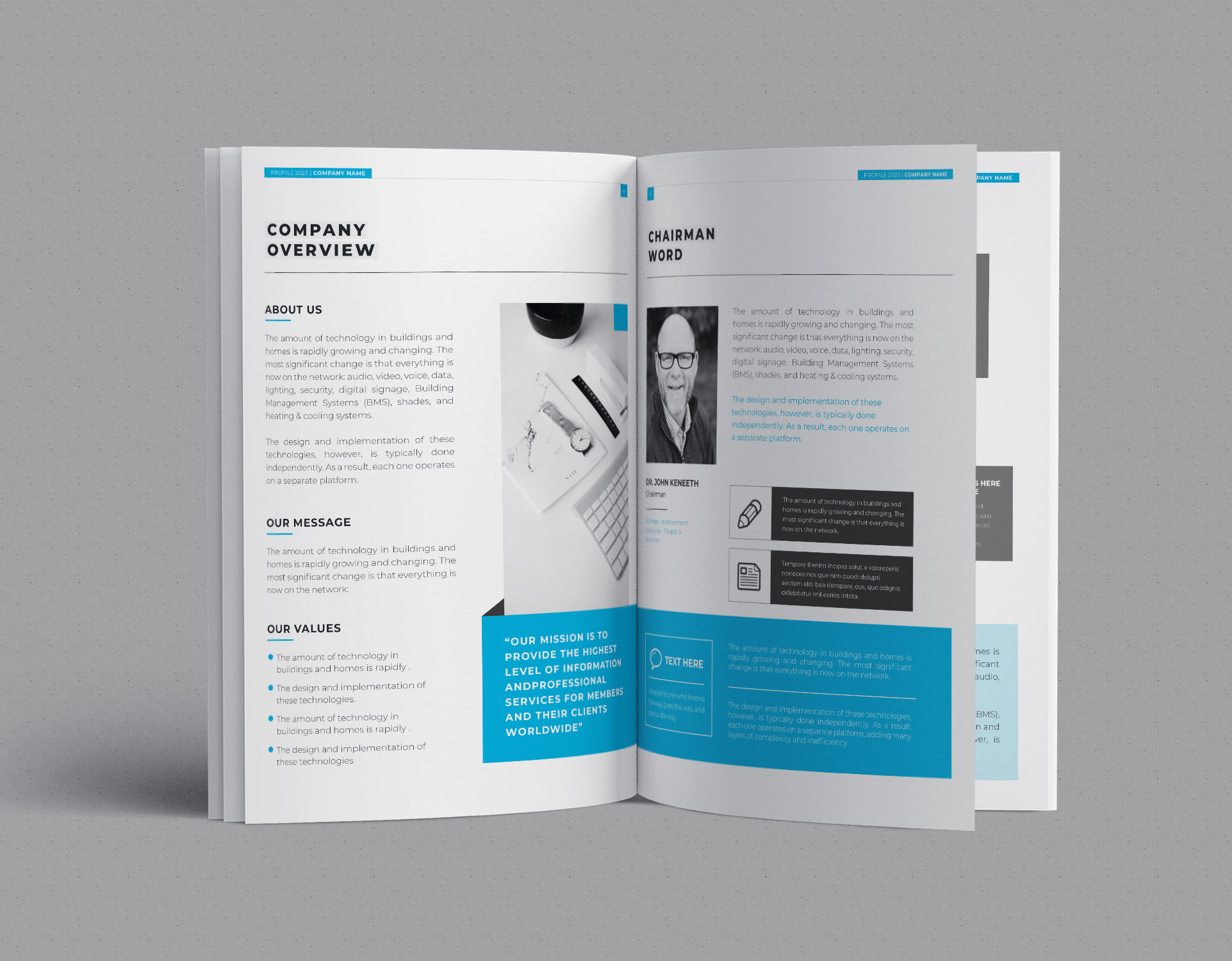 Blue Company Profile Template, 24 Pages , A4 & US Letter Size, Indesign ...