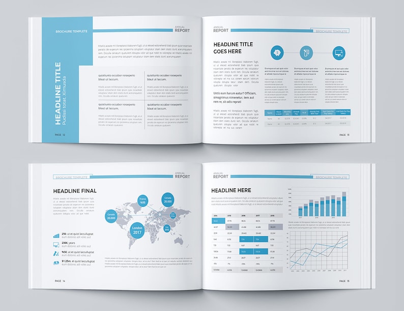 A5 Annual Report Template, Indesign & Word Template, 16 Custom Pages ...