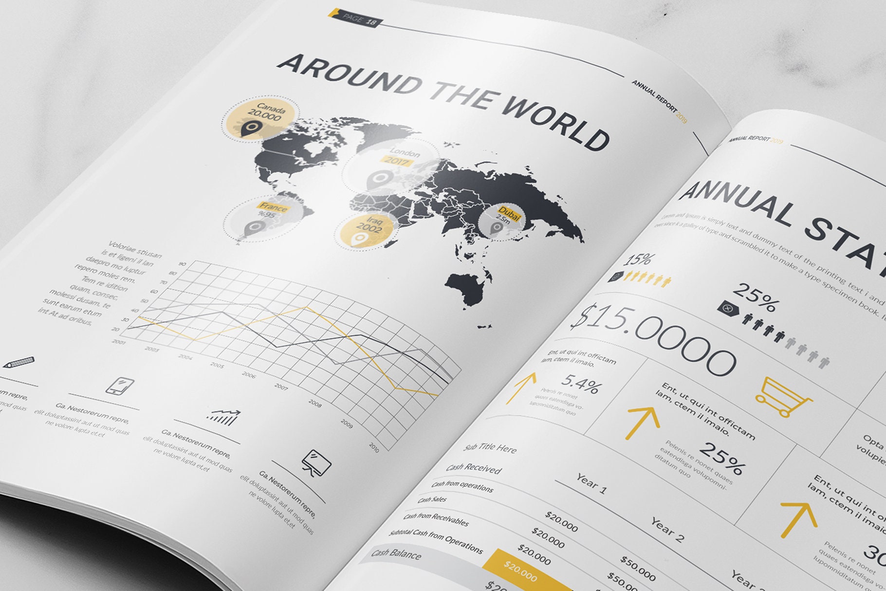 Yellow Annual Report Template | 20 Custom Pages | A4 & US Letter Size ...