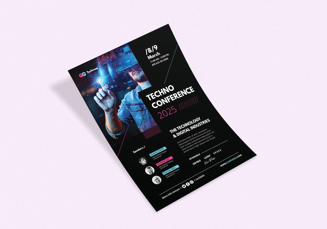 Technology Conference Flyer Template, Event Flyer Template, Meeting ...