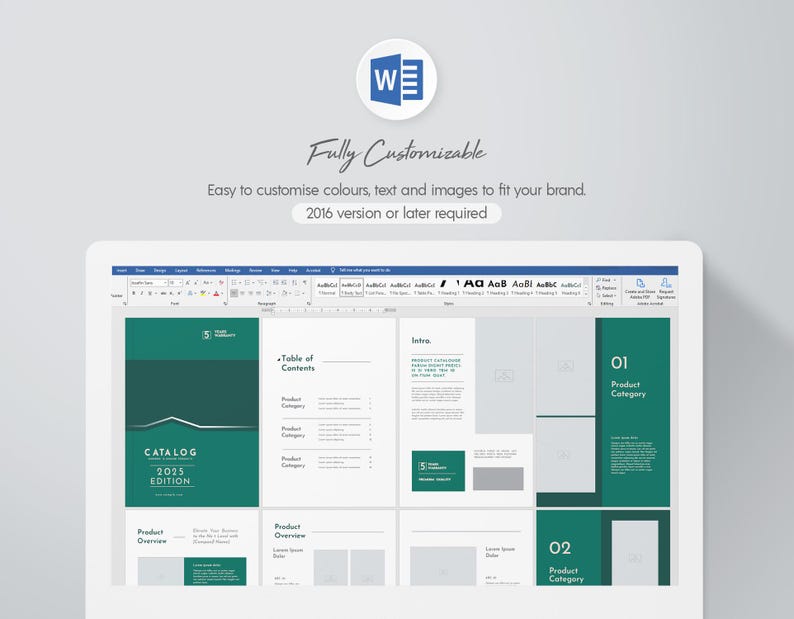 Elegant Catalog Template | Easy-to-edit | WORD Format | Indesign | 16 ...