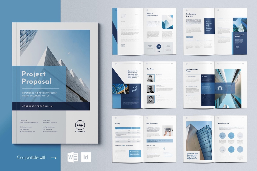 Modern Blue Proposal Template | Easy-to-edit | WORD Format | Indesign ...