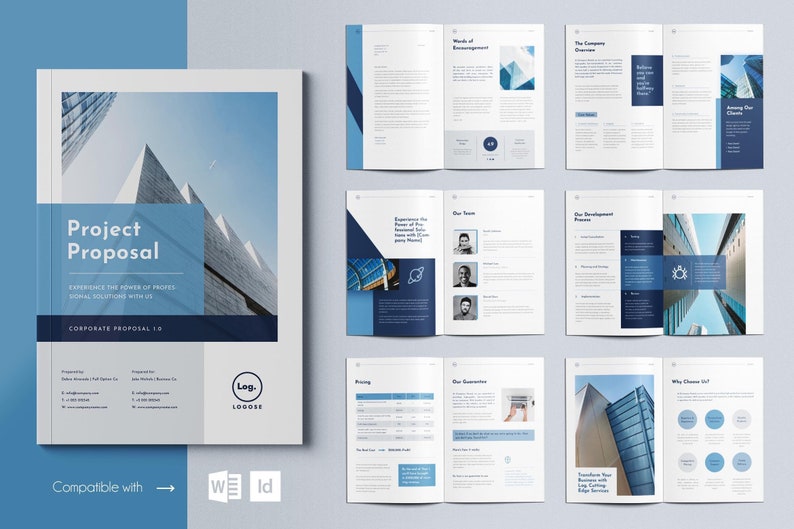 Modern Blue Proposal Template | Easy-to-edit | WORD Format | Indesign ...
